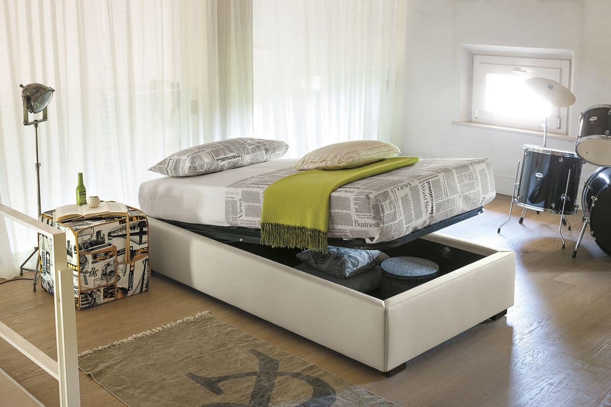 Letto singolo imbottito in soft-touch, stile moderno | IDFdesign