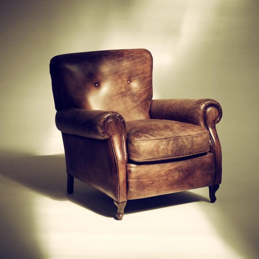 Poltrona classica in pelle crust naturale | IDFdesign