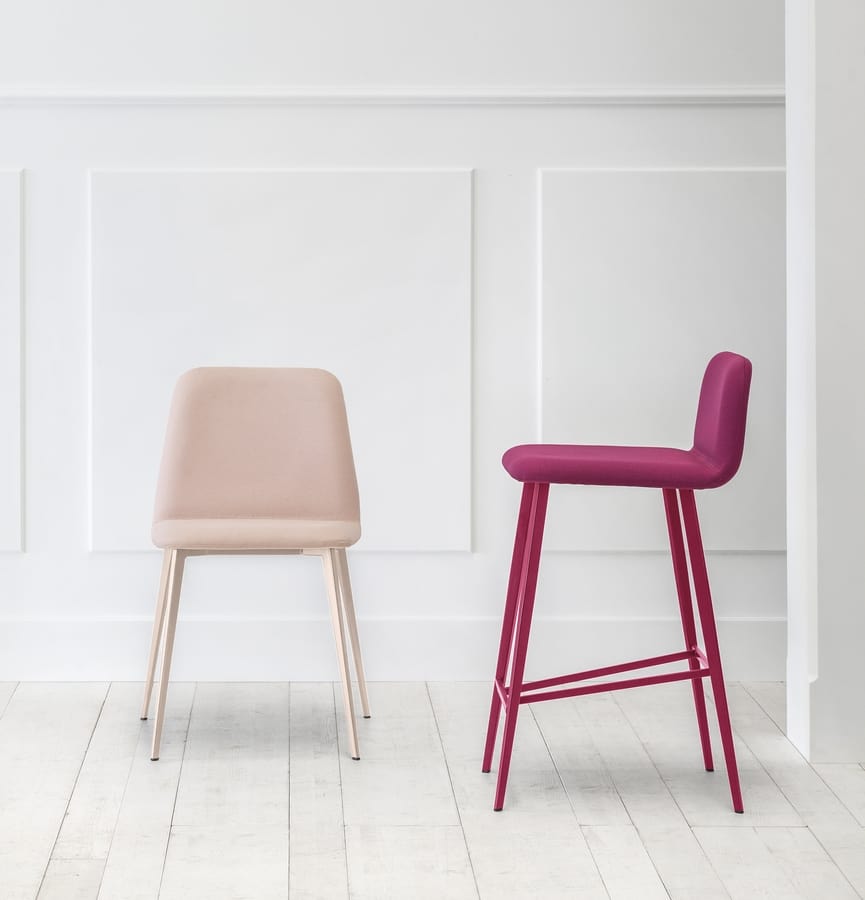 Sgabello design in metallo rivestito in pelle, per bar | IDFdesign