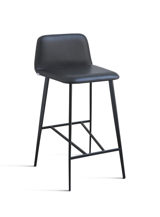 Sgabello design in metallo rivestito in pelle, per bar | IDFdesign